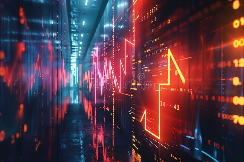 Neon Arrows Navigate through Data Space Illustrating the Highs and Lows ...