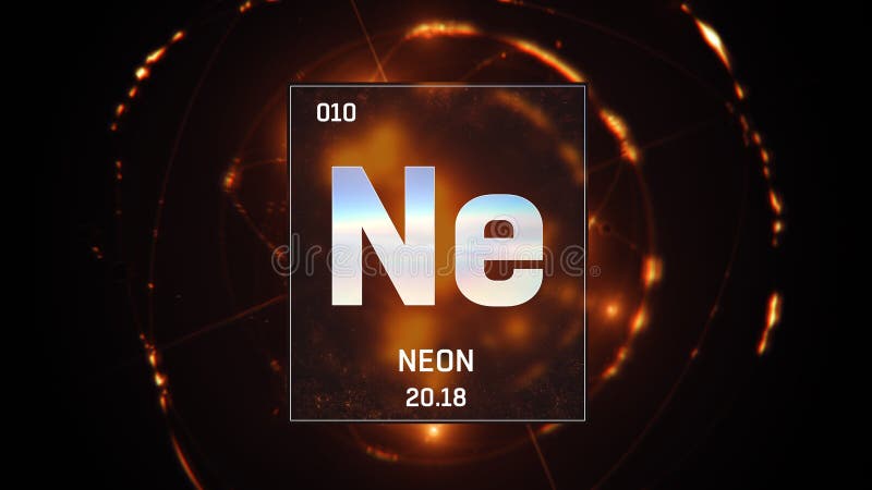 Neon As Element 10 of the Periodic Table 3D Animation on Blue ...