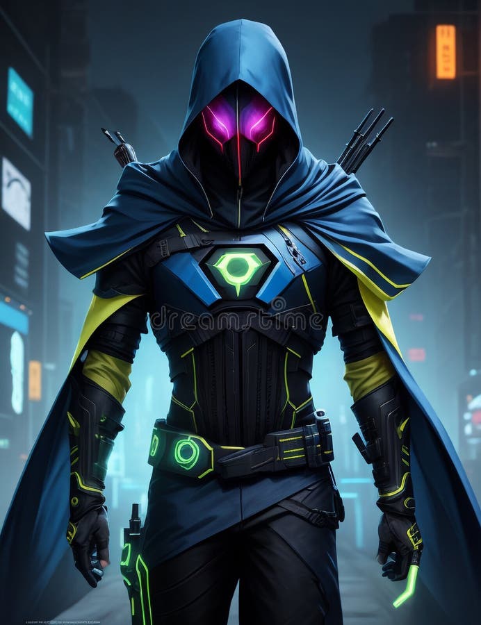 Neon assassin background stock illustration. Illustration of ...