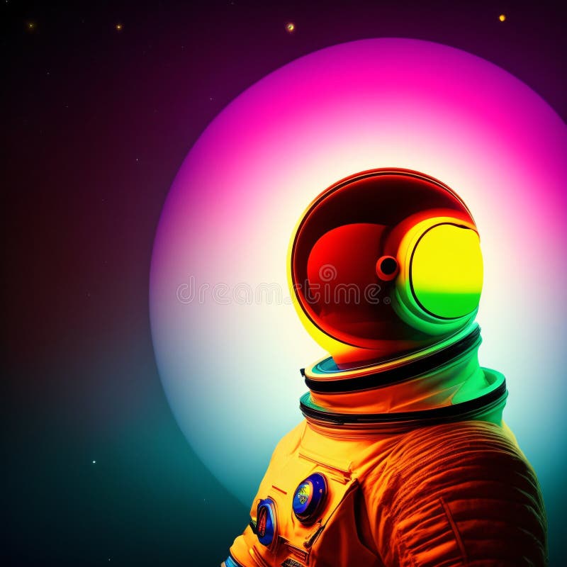 Neon Astronaut in Space Suit with Glowing Lights Isolated on Black ... Neon Astronaut in Space Suit with Glowing Lights Isolated on Black ...