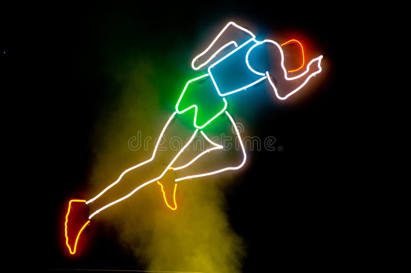 Neon athlete running stock illustration. Illustration of background ...