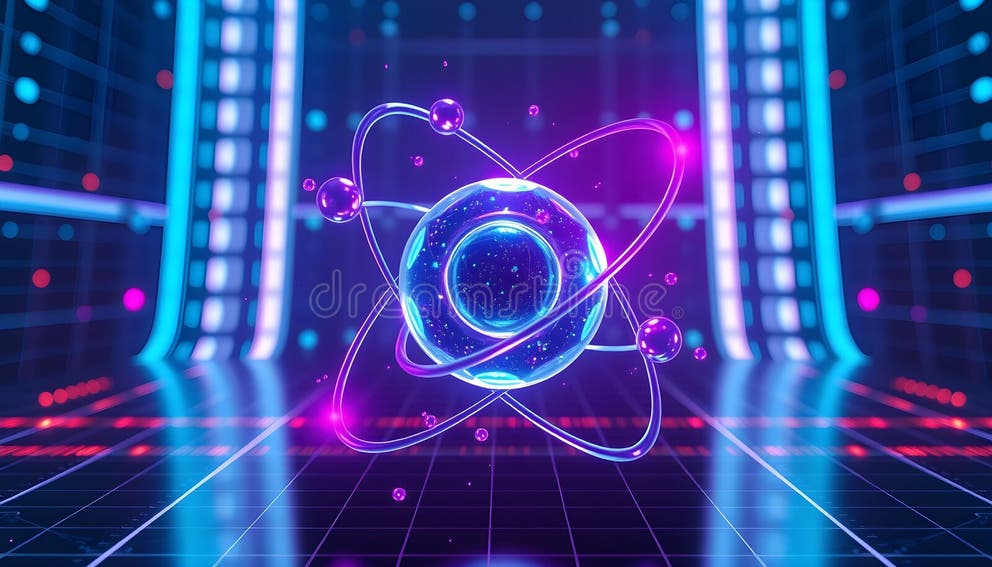 Neon Atom in Futuristic Lab Setting: Science and Technology Stock ...