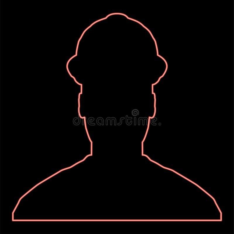 Neon Avatar Builder Architect Engineer in Helmet View Red Color Vector ...