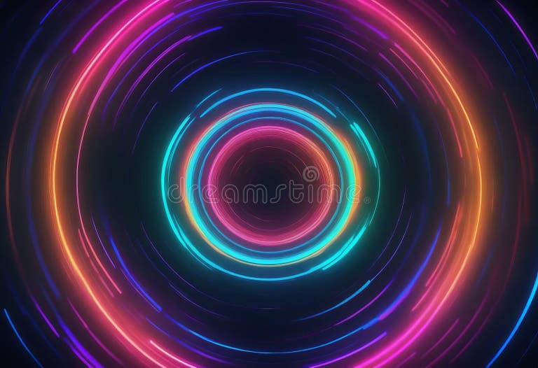 Neon Background with Concentric Circles Lens Aperture Stock ...