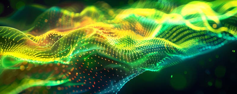 A Neon Background with a Digital Wave Pattern in Electric Green and ...