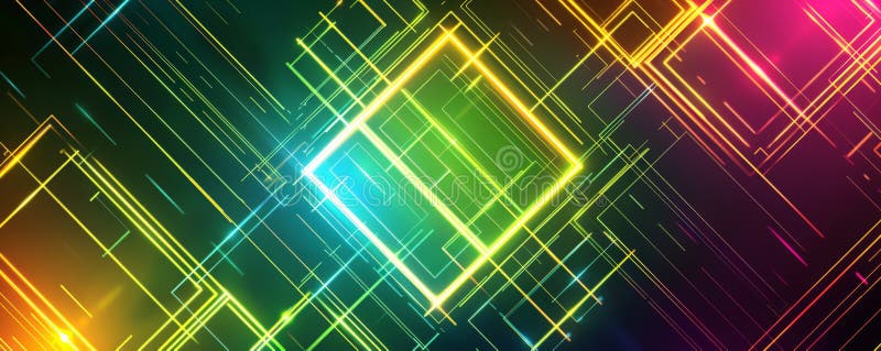 A Neon Background with Glowing, Geometric Patterns in Neon Yellow ...