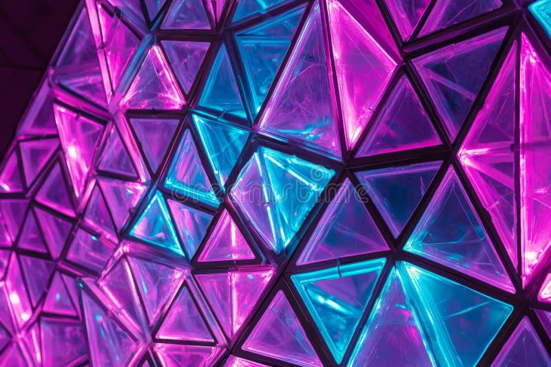 A Neon Background with Intricate Triangular Shapes Glowing in Turquoise ...