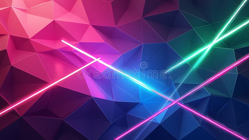 Neon Background with Polygons and Lines Stock Illustration ...