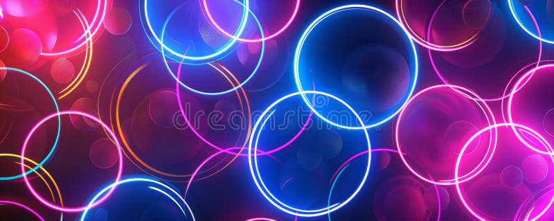 A Neon Background with a Repeating Pattern of Glowing Circles in ...