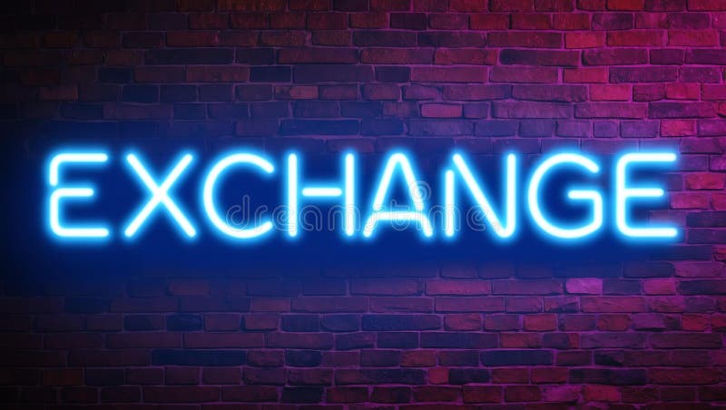 Neon Backlit Style of the Word Exchange on a Brick Wal Ai Generated ...