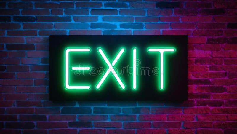 Neon Backlit Style of the Word Exit on a Brick Wall Ba Ai Generated ...
