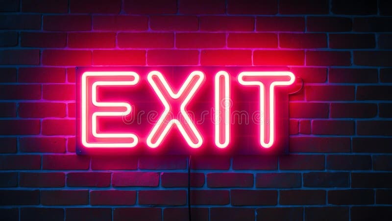 Neon Backlit Style of the Word Exit on a Brick Wall Ba Ai Generated ...