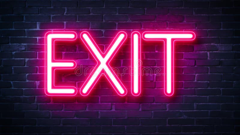 Neon Backlit Style of the Word Exit on a Brick Wall Ba Ai Generated ...