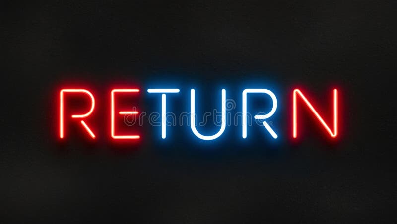 Neon Backlit Style of the Word Return on a Black Grain Ai Generated ...