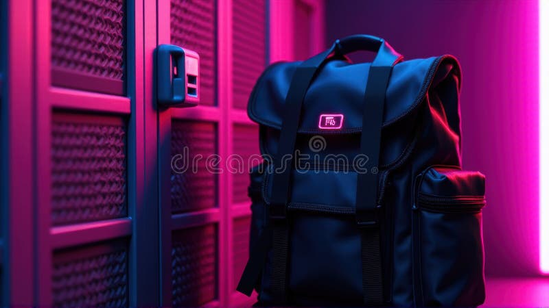 Neon Backpack in Cyberpunk Setting Stock Illustration - Illustration of ...