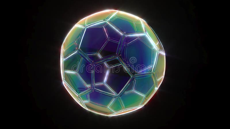 Neon Ball Football on Black Black 3d Stock Illustration - Illustration ...
