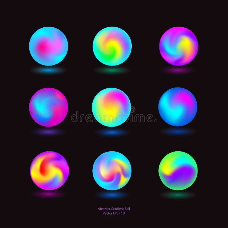 Neon Ball .Set of Gradient Balls.Bright Multi-colored Buttons. Stock ...