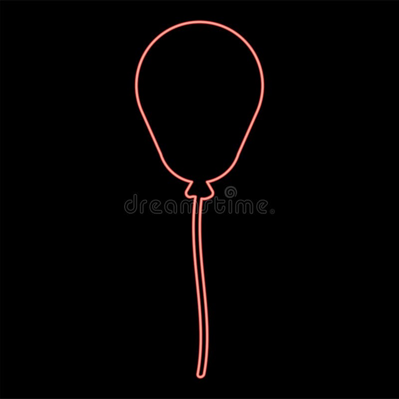 Neon Balloon Airball With String Rope Inflatable Helium Red Color