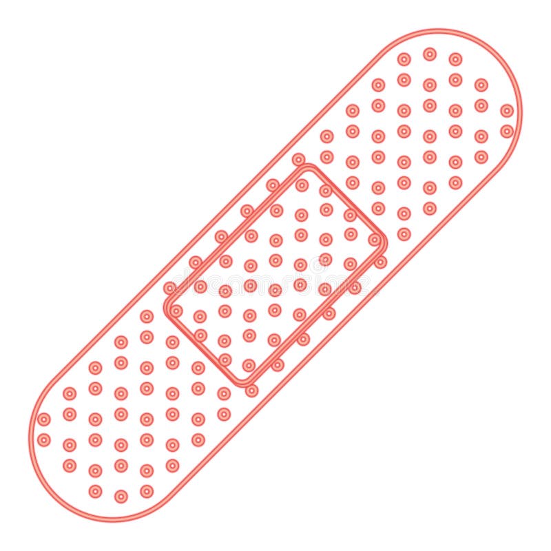 Neon Band Aid Red Color Vector Illustration Flat Style Image Stock ...