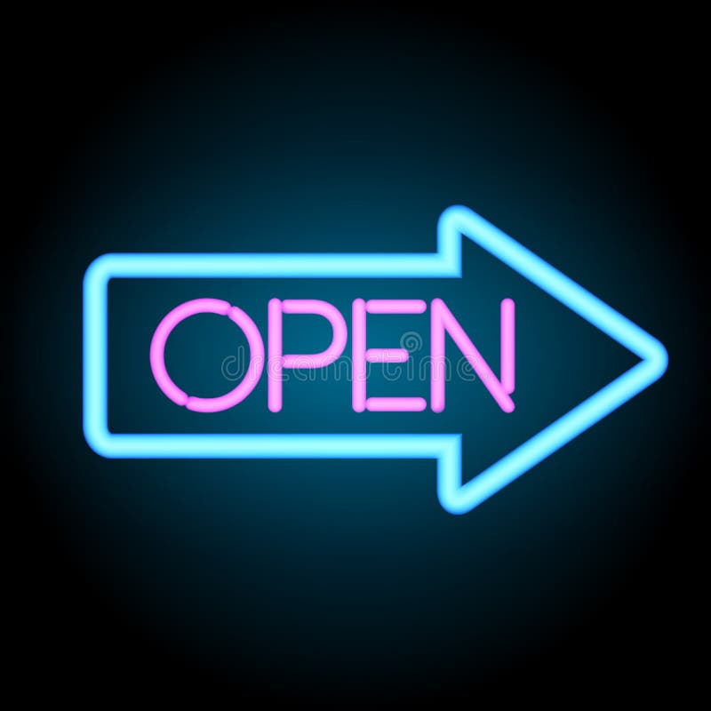 Neon Banner Open with Arrow, Vector Stock Vector - Illustration of ...