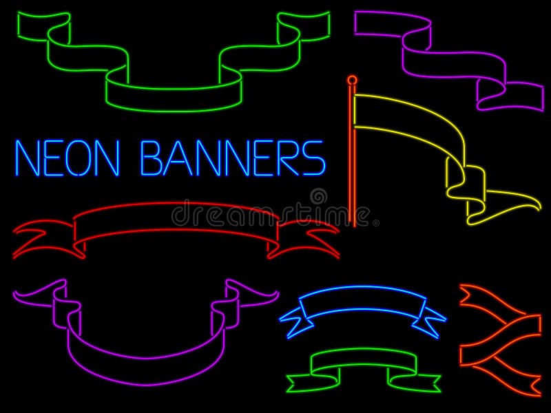 Neon Banner Set stock vector. Illustration of banner - 32650992