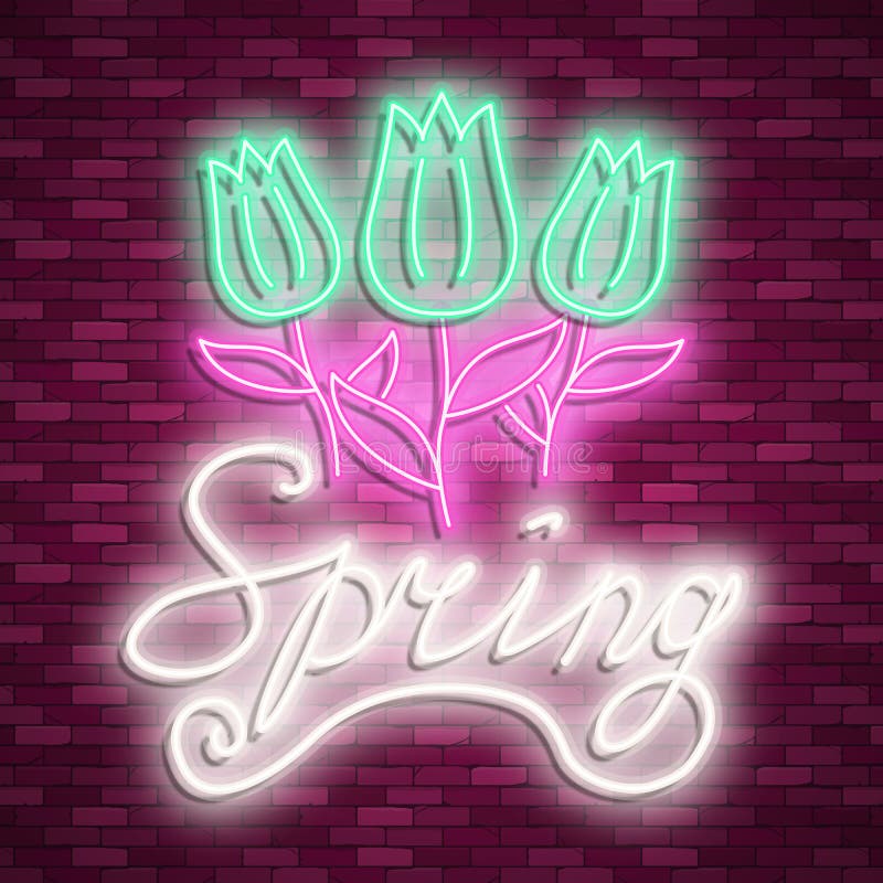 Neon Banner Spring. Stock Vector. Poster for Spring Party. Stock Vector ...
