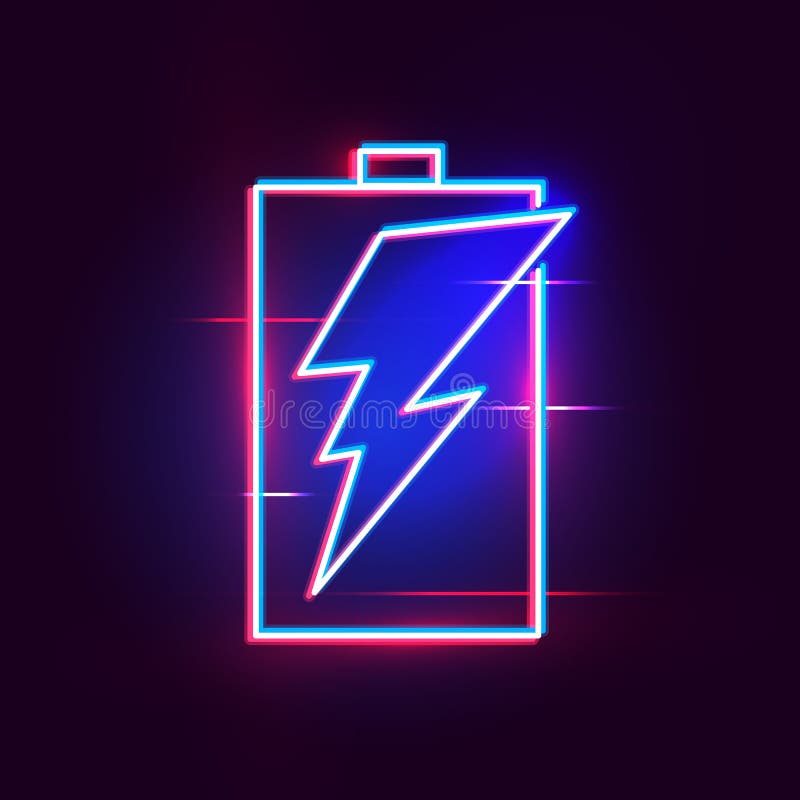 Neon Battery Icon. Illustration. for Your Website Stock Vector ...