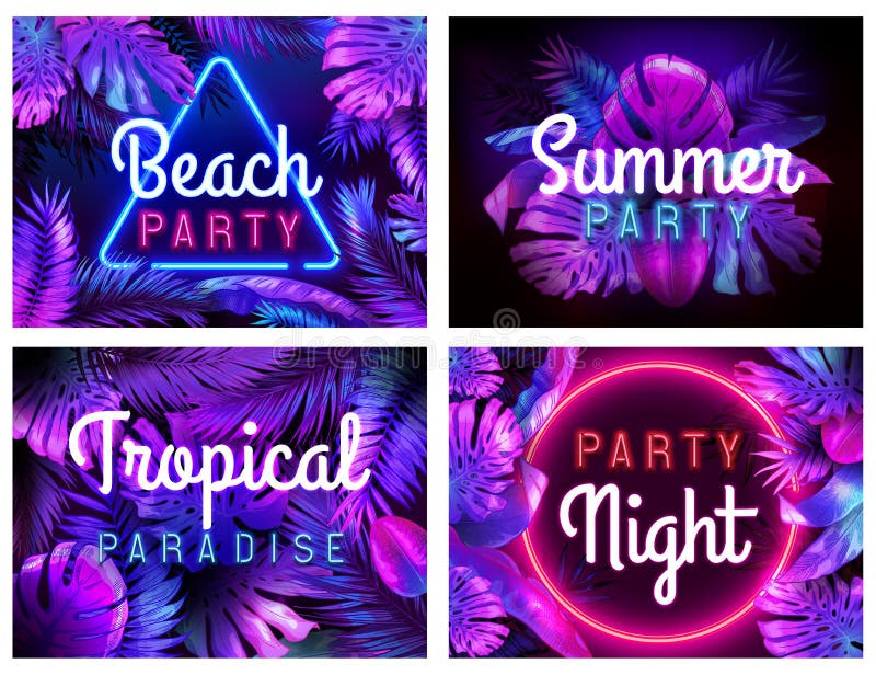 Neon Color Tropical Leaves. Trendy Colorful Palm Tree Leaf, Jungle ... Neon Color Tropical Leaves. Trendy Colorful Palm Tree Leaf, Jungle ...