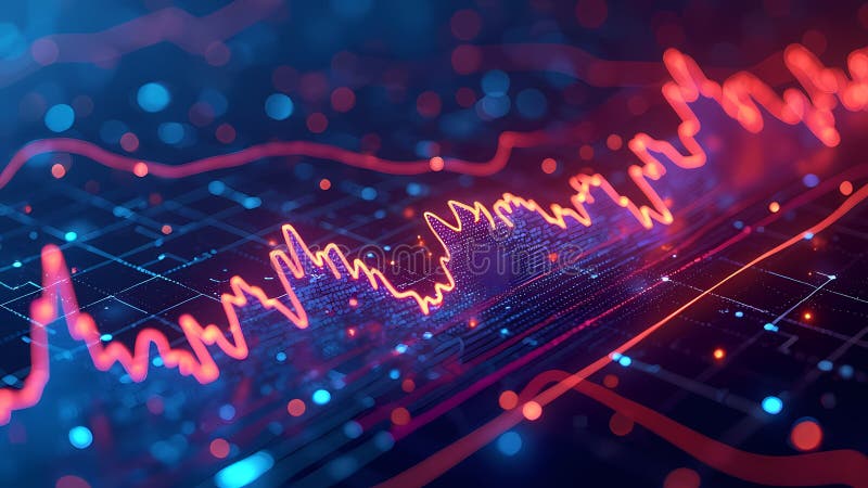 Neon Beams Forming Data Visuals Stock Illustration - Illustration of ...