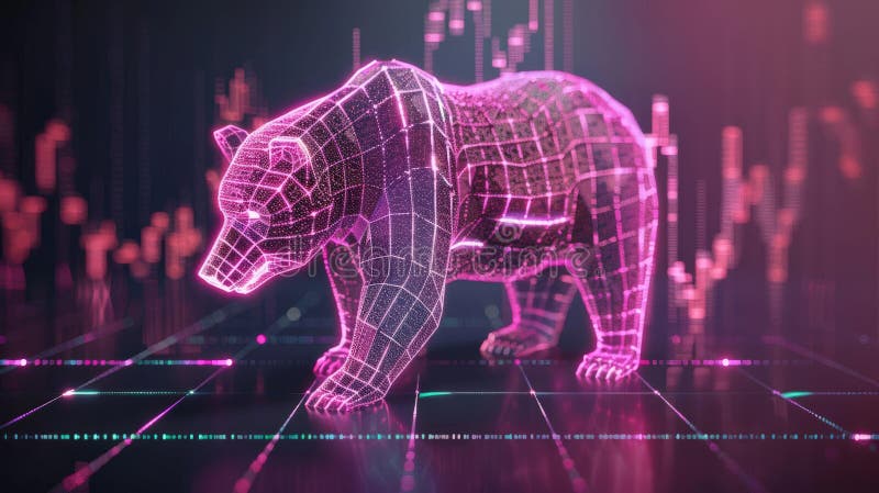 Neon Bear Market Data Visualization. Generative AI Illustration Stock ...