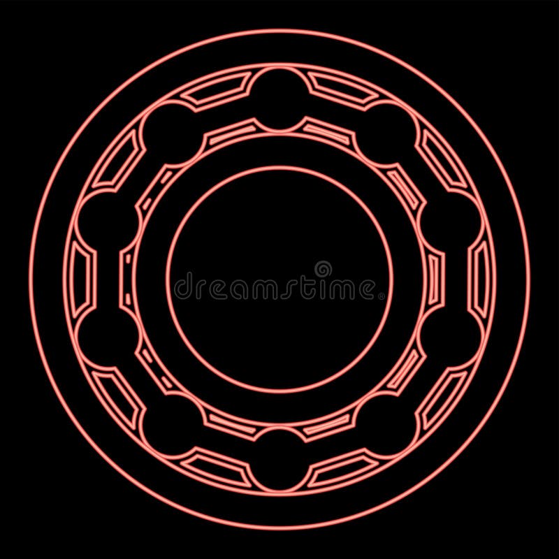 Neon Bearing with Ball in Side View Red Color Vector Illustration Image ...