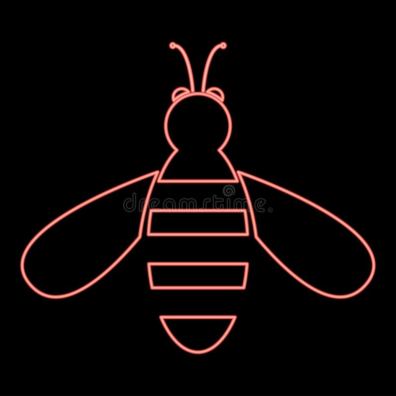 Neon Bee Red Color Vector Illustration Flat Style Image Stock Vector ...