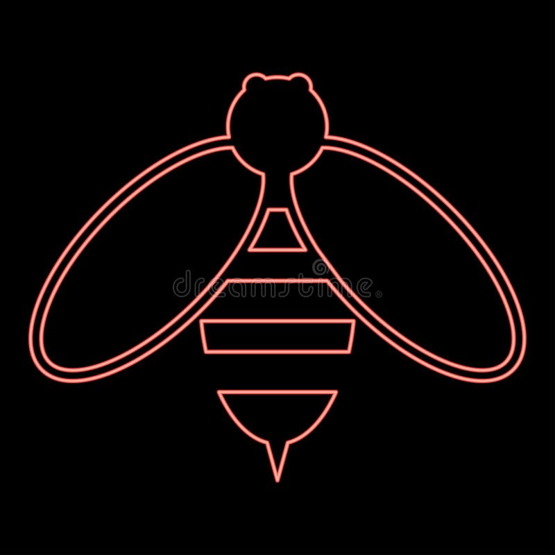 Neon Bee Red Color Vector Illustration Flat Style Image Stock Vector ...