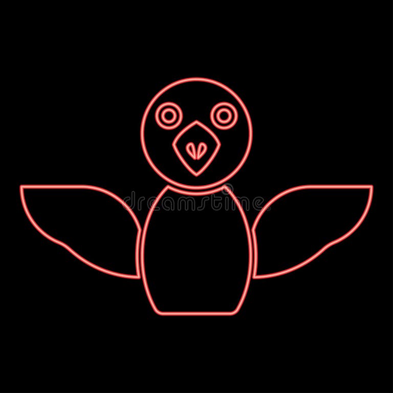 Neon Bird Red Color Vector Illustration Image Flat Style Stock Vector ...