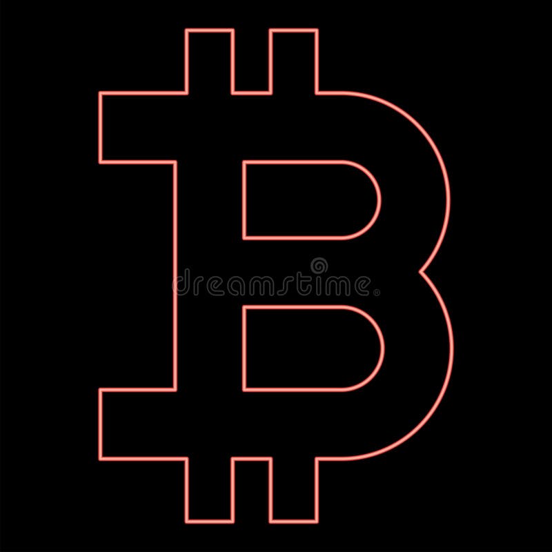 Neon Bitcoin Red Color Vector Illustration Image Flat Style Stock ...
