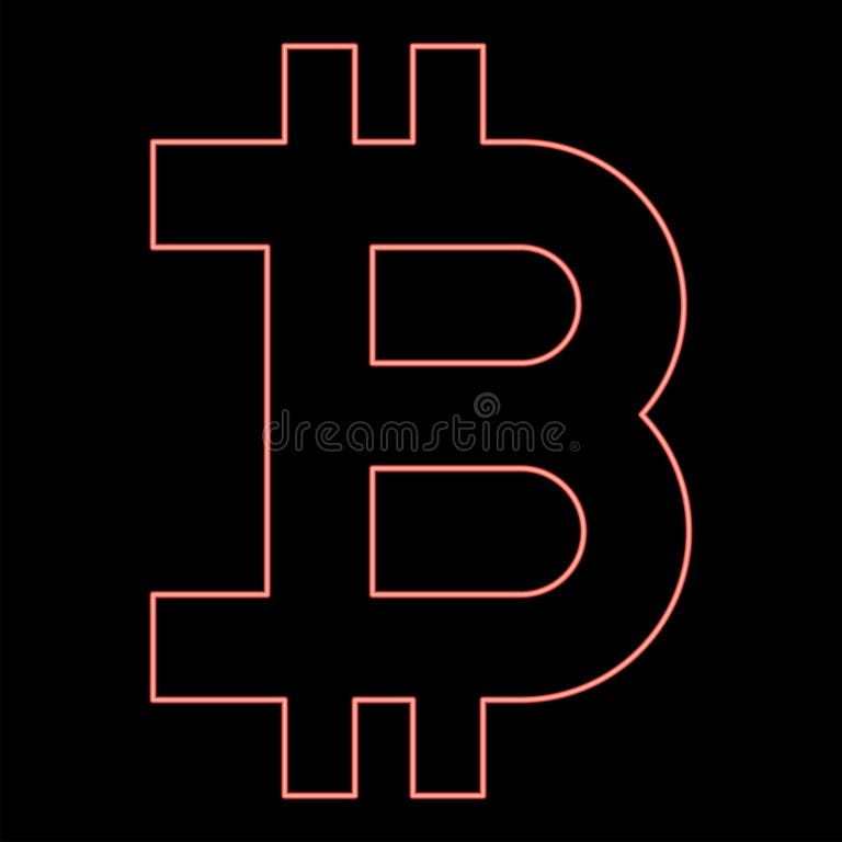 Neon Bitcoin Red Color Vector Illustration Image Flat Style Stock ...