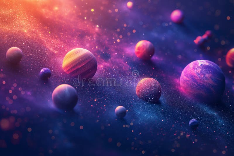 Neon Black Light of the Solar System, Shiny Planets, Space, Astrology ...