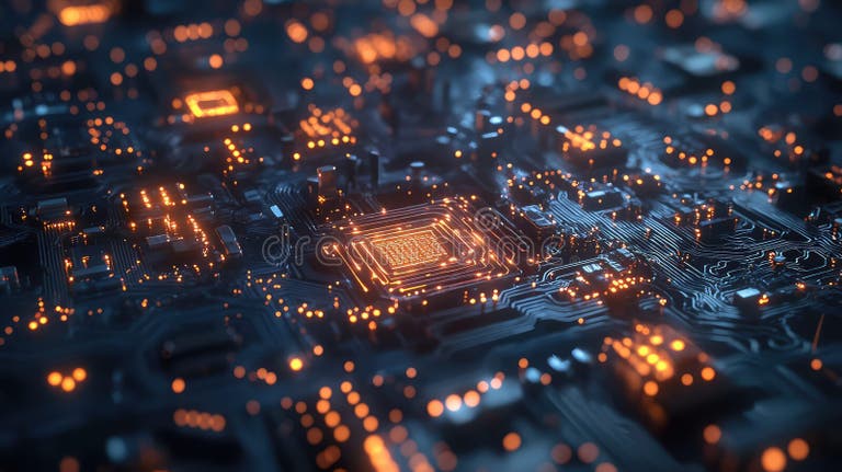 Neon Blinking Glowing Circuitry Stock Illustration - Illustration of ...