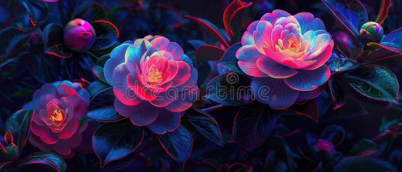 Neon Bloom in the Night stock illustration. Illustration of abstract ...