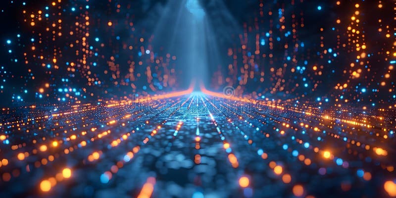 Neon Blue Abstract Binary Code Pattern With Computer Programming Or Big Data Concept Concept