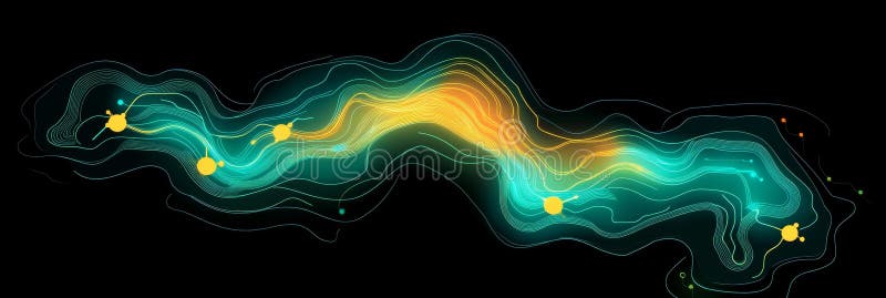 Neon Blue Abstract Line Chart with Fluctuating Trend, Bright Yellow ...