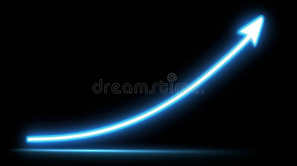 Neon Blue Ascending Graph Line on a Dark Background, Representing ...