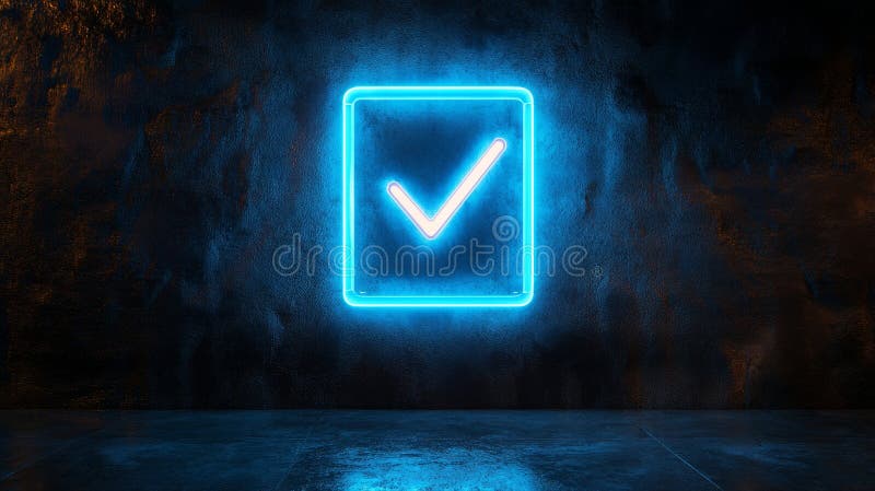 Neon Blue Checkmark Glowing Dark Background Stock Photos - Free ...