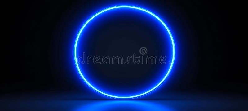 Neon Blue Circle on Dark Background, Abstract Glowing Geometric Shape ...