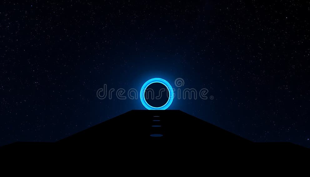 Neon Blue Circle Glow: Abstract Graphic Element Generative AI Stock ...