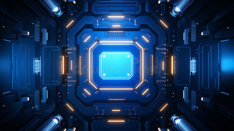 Neon Blue Circuit Core in High-tech Corridor Ai Generated Image ...