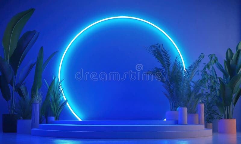 Modern Stage Design with Illuminated Backdrop and Spotlight Features ...