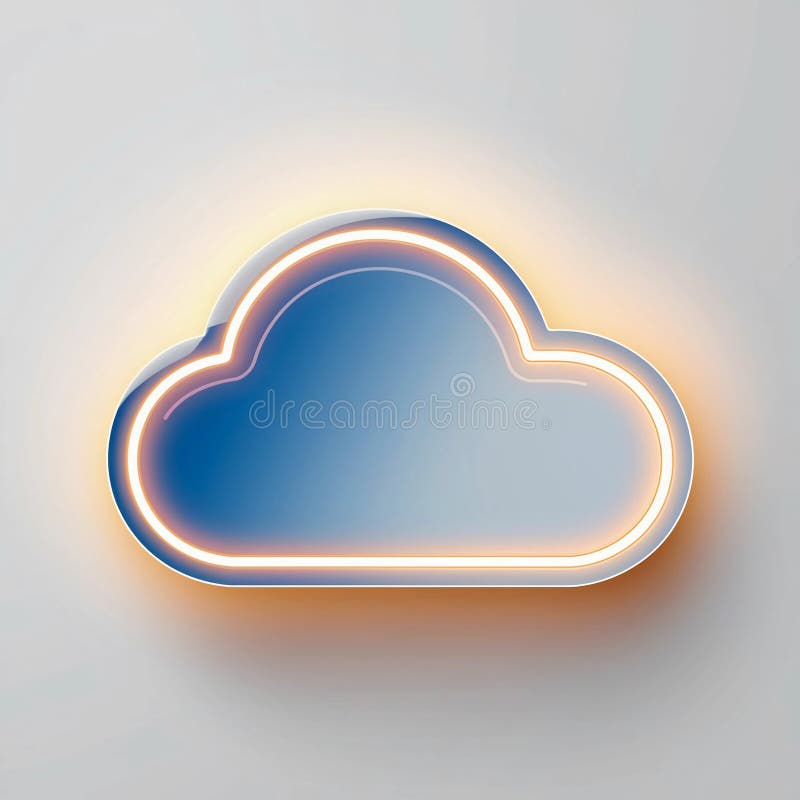 Neon Blue Cloud with a Yellow Outline, AI Generated Stock Illustration ...