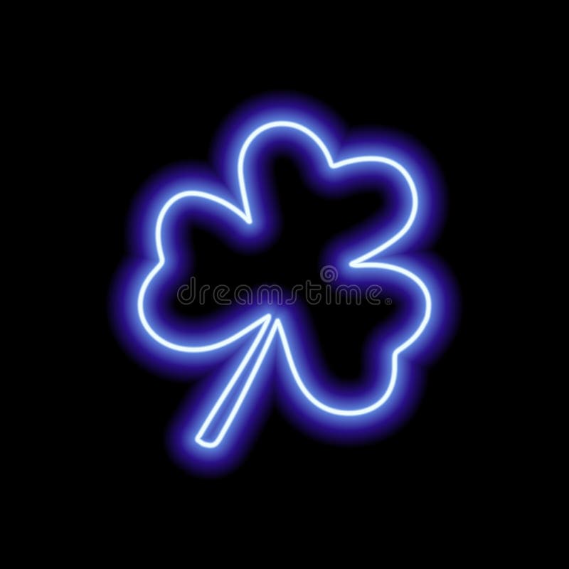 The Neon Blue Clover Leaf on a Black Background Stock Vector ...