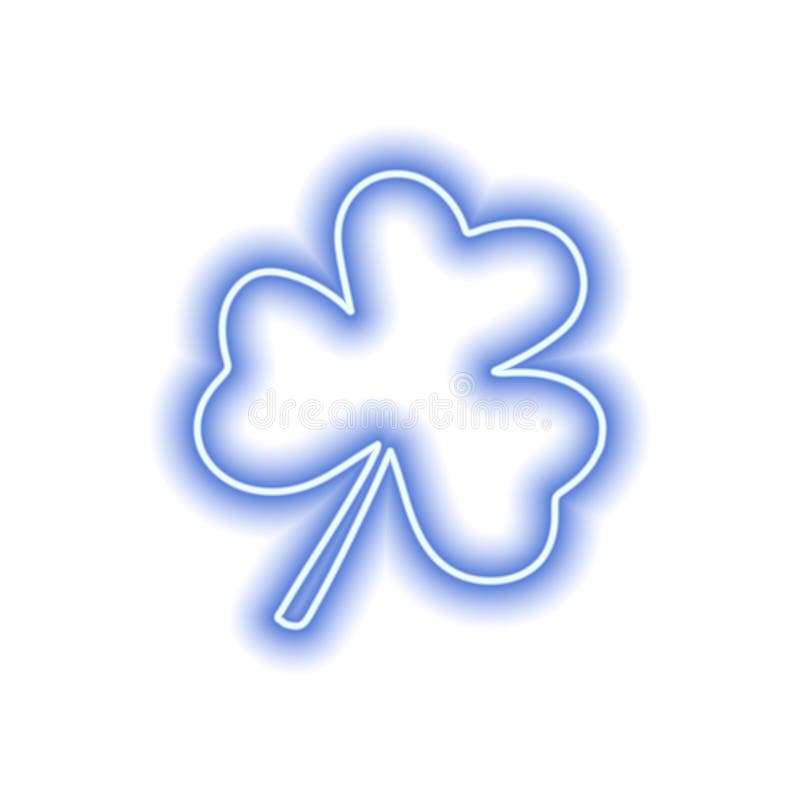The Neon Blue Clover Leaf Isolated on White Stock Illustration ...